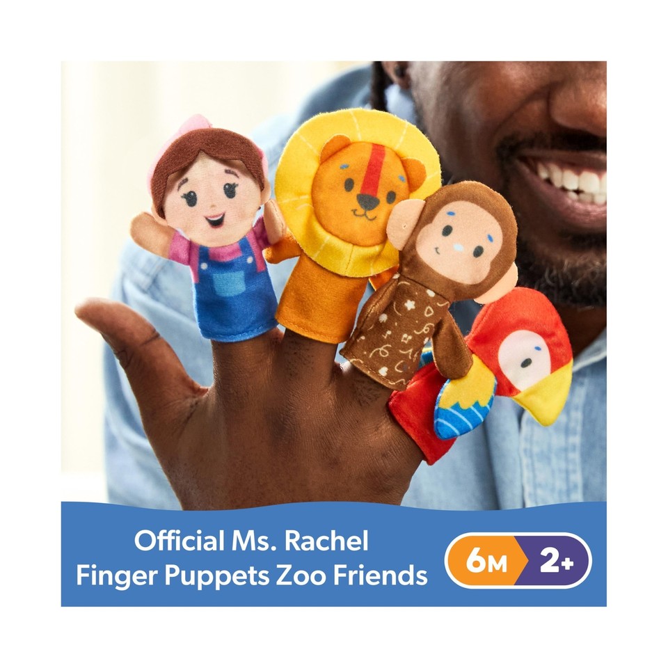 Ms. Rachel Finger Puppets Zoo Friends 4-Pack, Lion, Monkey & Parrot ...