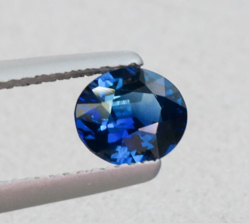 1.10ct Certified Natural Blue Sapphire OV 7x6mm Sweet Blue Color 100% ...