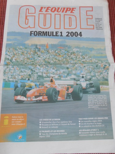 JOURNAL L'EQUIPE GUIDE FORMULE 1 ANNÉE 2004 (réf 26) | eBay