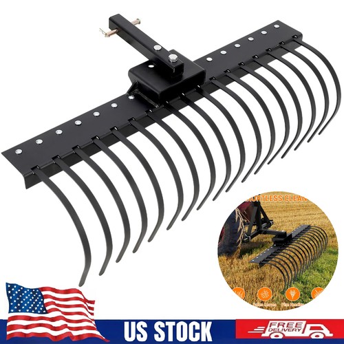 49" Landscape Rock 3 Point Rake Fit 2" Receiver for Tractor/ATV/UTV ...