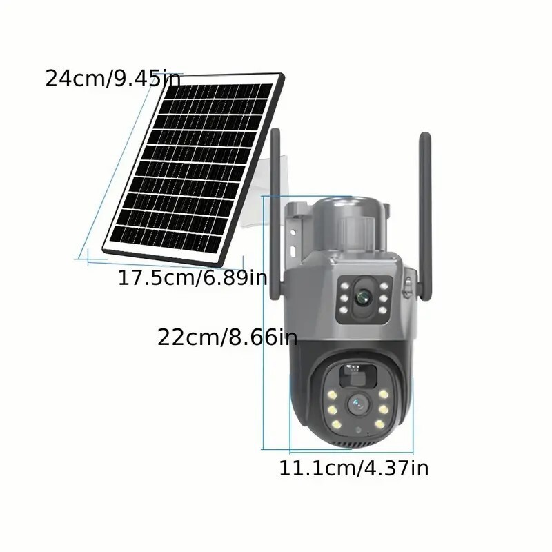 2PCS WiFi 8MP Wireless Solar Power PTZ Camera Security CCTV ...