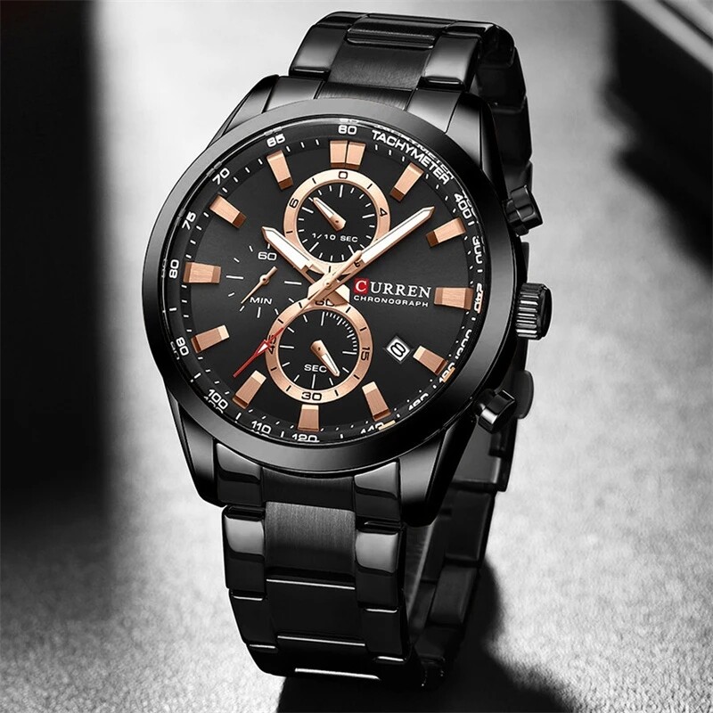 CURREN Men Watches Blue Steel Wristwatch Calendar Date Male Business ...