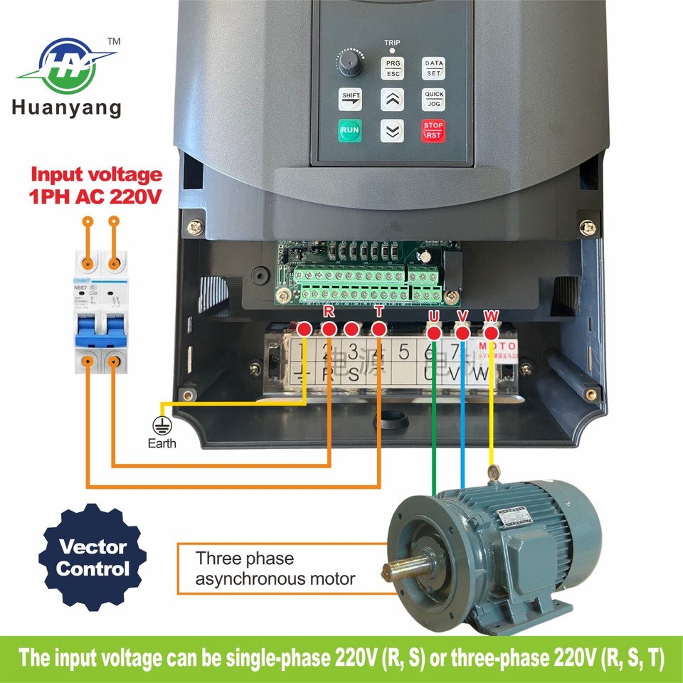 Huanyang VFD 220V 20HP 15KW Vector Control Variable Frequency Drive ...