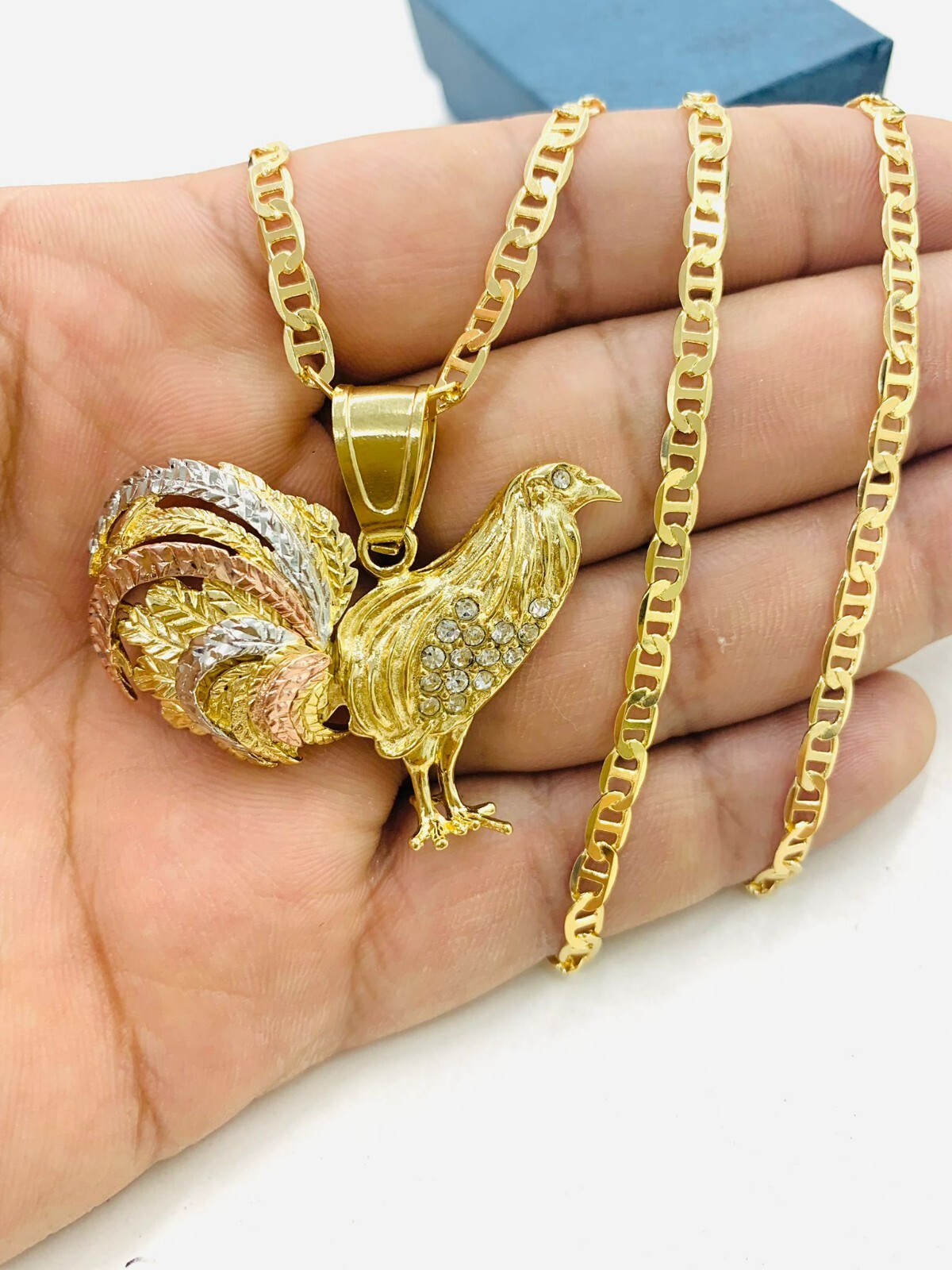 Chicken Rooster Pendant Necklace for Men Cadena de Gallo Mariner Chain ...