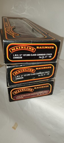 OO gauge NEAR MINT 3x Mainline LMS Corridor Coach Period 2 Maroon 1st ...