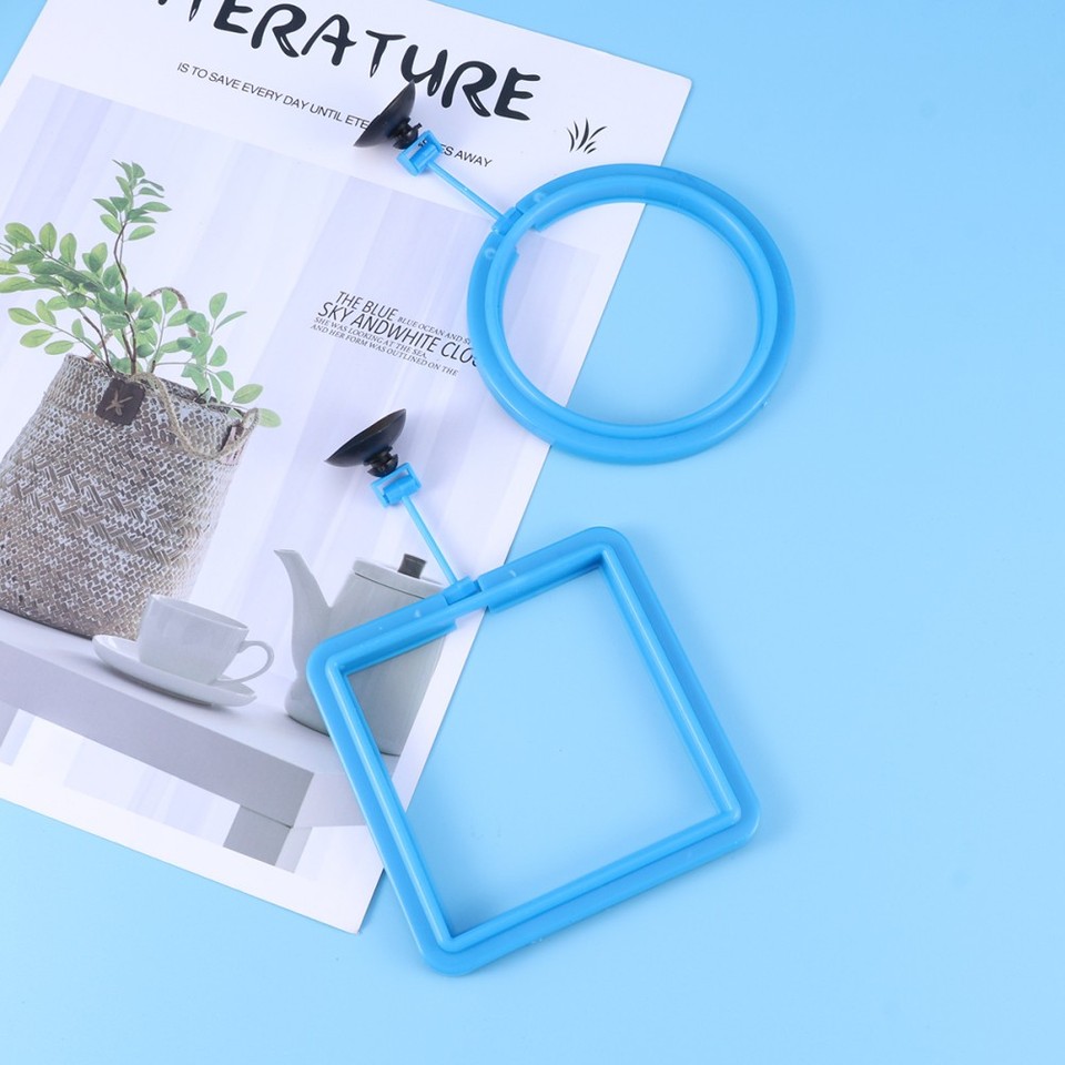 2 Pcs Aquarium Fish Feeding Feeder Floating Food Circle Plastic Blue ...