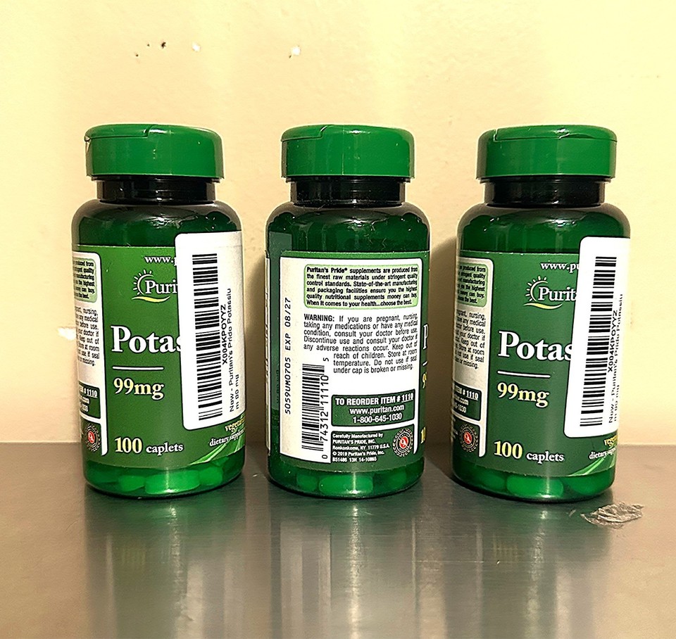3 Pack Puritan's Pride Potassium 99 mg - 100 Caplets | eBay