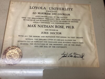University Of Chicago Diploma From 1989