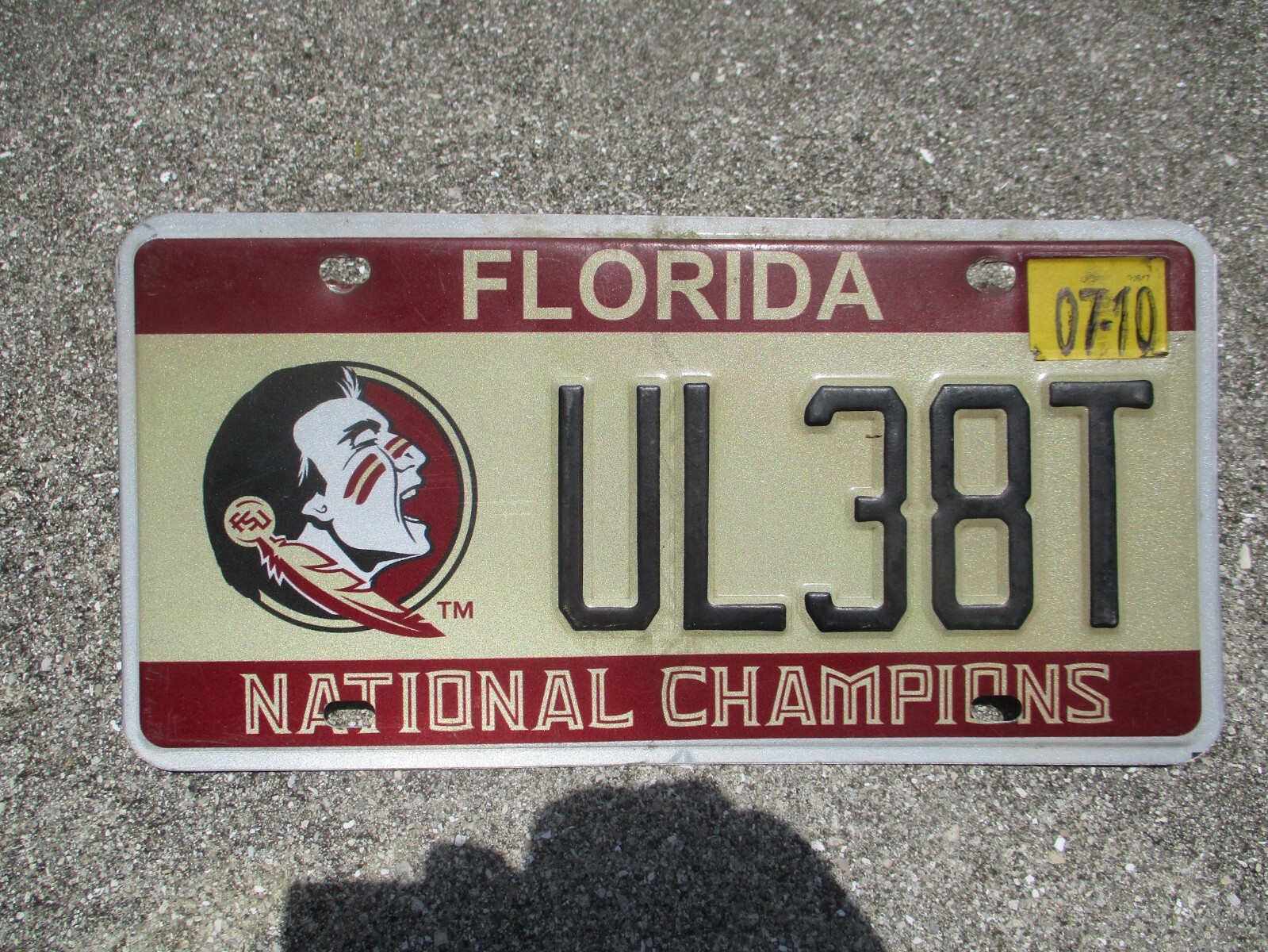 Florida FSU National champions license plate # UL 38 T | eBay