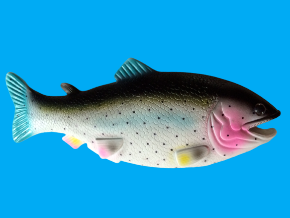1 FAKE RUBBER FISH 13" Trout Foam Funny Joke Gag Clown Prop Toy Soft ...