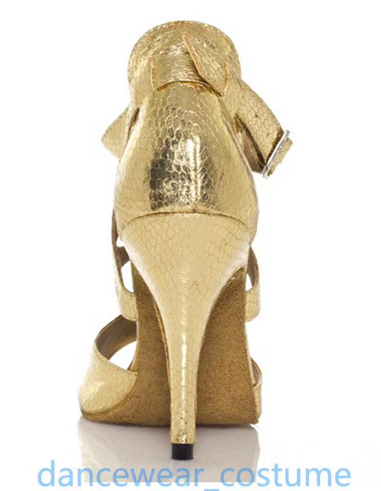 Ladies PU Party Ballroom Latin Tango Salsa Dance Shoes Samba Heels ...