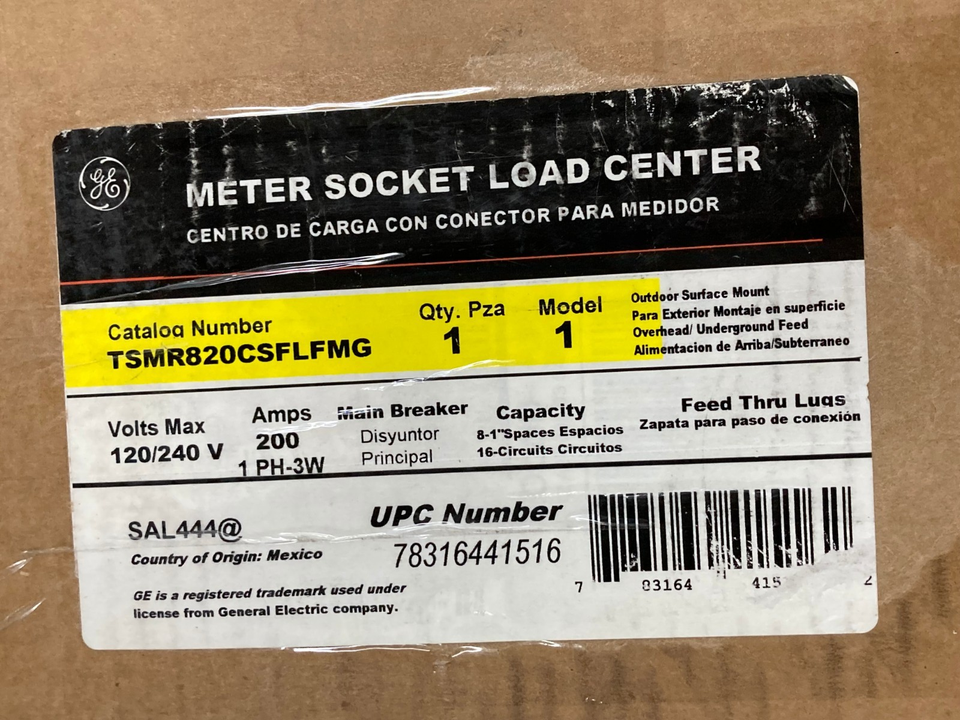 GE Meter Socket Load Center Outdoor Combination Main Breaker 200A ...