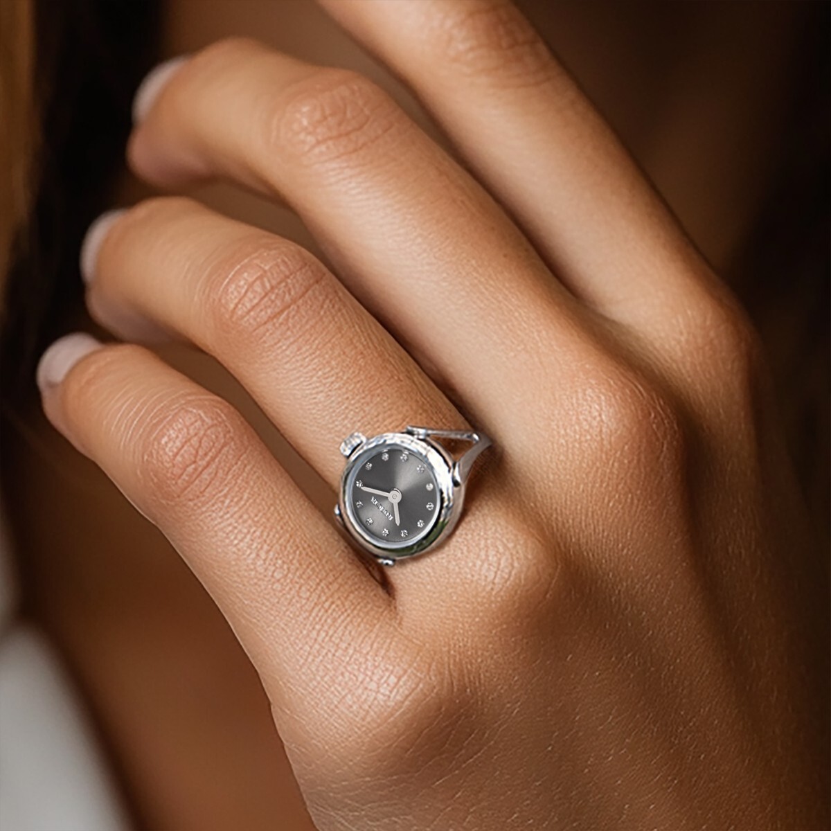 NEW Invicta Women's 17.5mm Angel Ring Quartz Silver Tone FF Crystal 30m ...