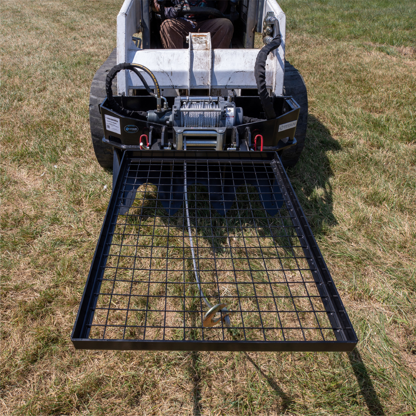 Titan Attachments Heavy-Duty 15,000 LB Load Capacity Skid Steer Winch ...