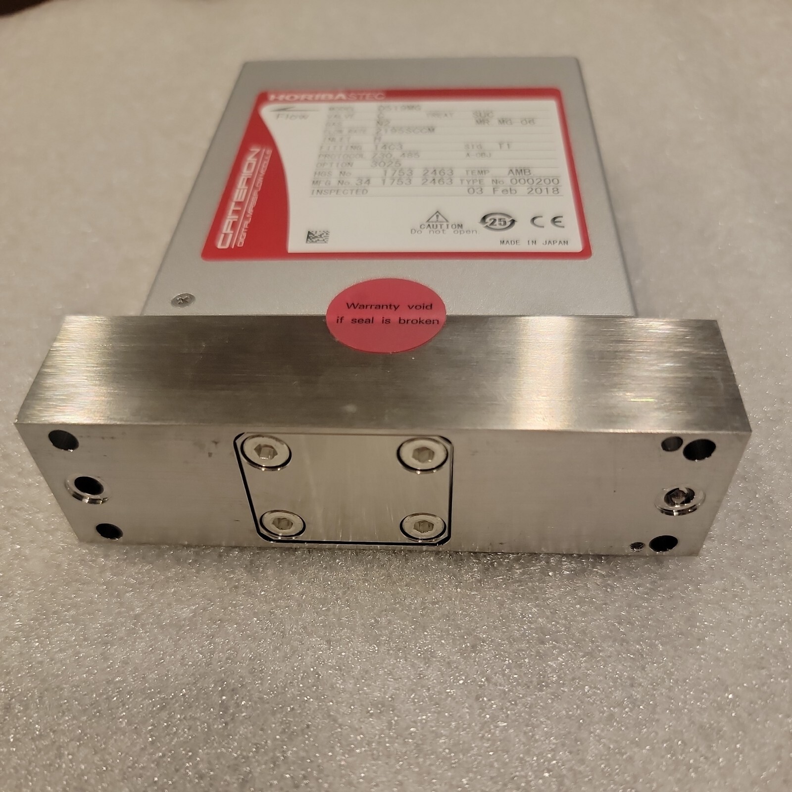 Horiba Stec Criterion MFC Digital Mass Flow Module D519MG, N2, 2195SCCM ...