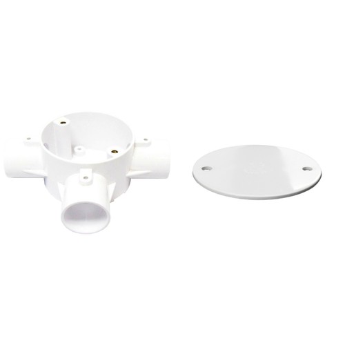 3 Way Tee Box for 25mm Electrical Conduit With 65mm Lid White Schneider ...