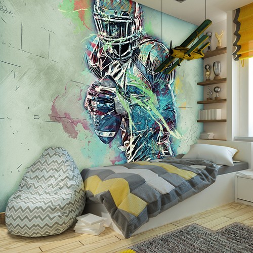 Vlies Fototapete Kinderzimmer Jugendzimmer American Football TAPETE XXL ...