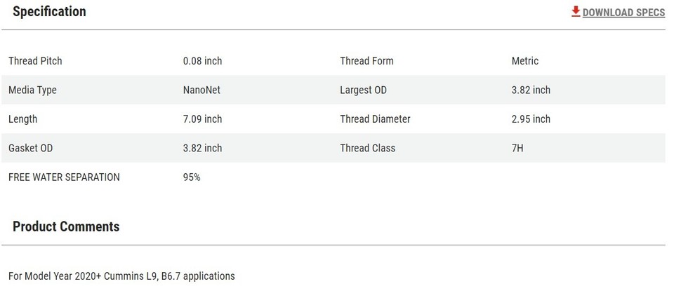 Fleetguard FF63041NN NanoNet Filter Fuel 5526400 BF46263 FF63041 1pc | eBay