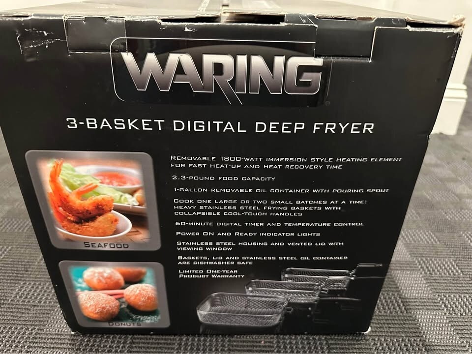 Waring Pro Professional Deep Fryer DF280 3 Baskets Lid and Handles ...
