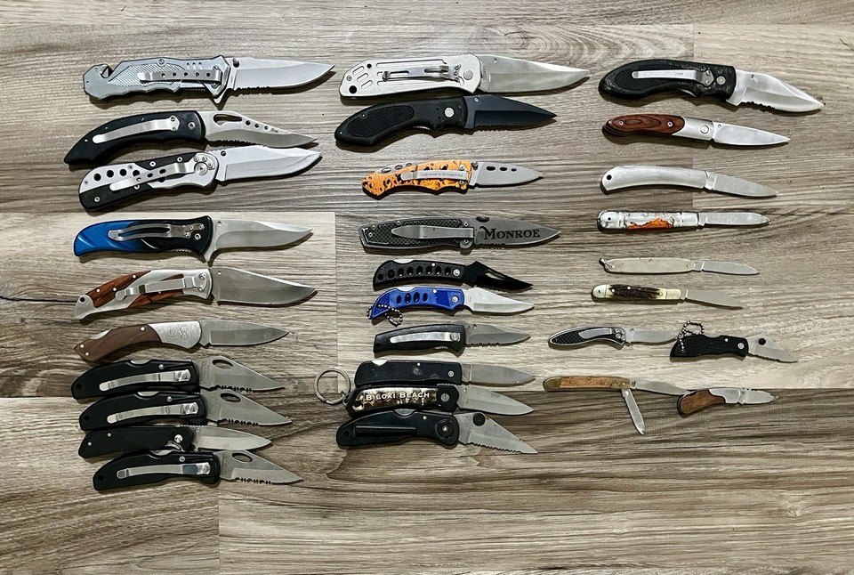 TSA Confiscated Folding Pocket Knife Lot 30 Knives Total Single Blade ...