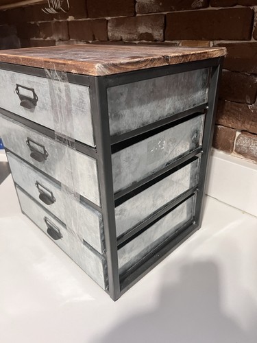 4 Drawer Index Card Catalog Stacked Metal File Cabinets 13 3/4x13 3/8x9 ...