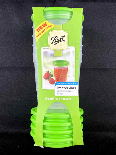 BALL 5 Count 8 oz Freezer Jars Stack-Lock-Store Twist-Lock-Design Clear ...