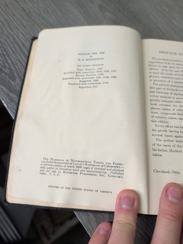 Vintage Handbook Of Mathematical Tables And Formulas Burington 2nd ...