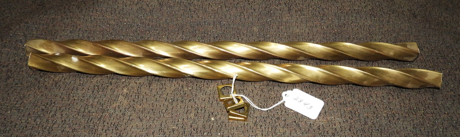 2 PIECES OF 3/4" SQUARE DEEP TWIST DESIGN BRASS TUBING & 4 CHECK RINGS ...