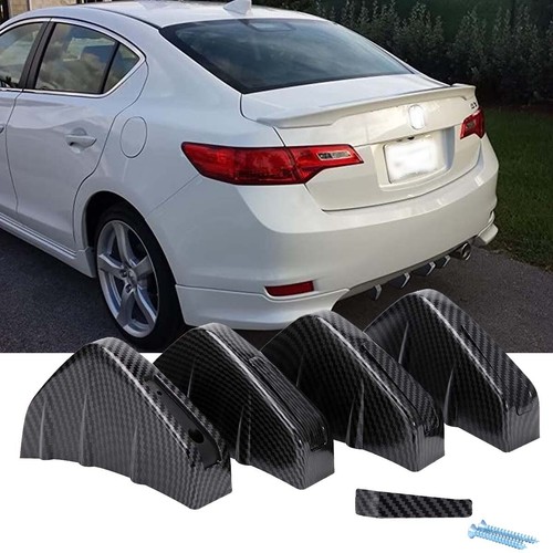 4 Carbon Fiber Rear Bumper Diffuser Fin Spoiler Lip Wing Splitter For ...