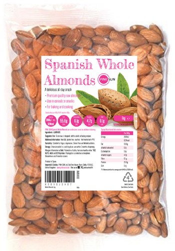 Spanish Whole Almonds 1kg Natural Shelled Raw Dried Nuts Unsalted ...