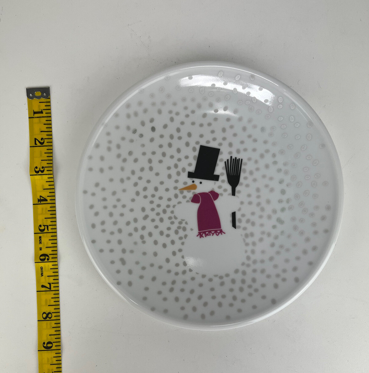 Bodum Christmas Snowman Plate Salad Dessert Bread White Metallic ...