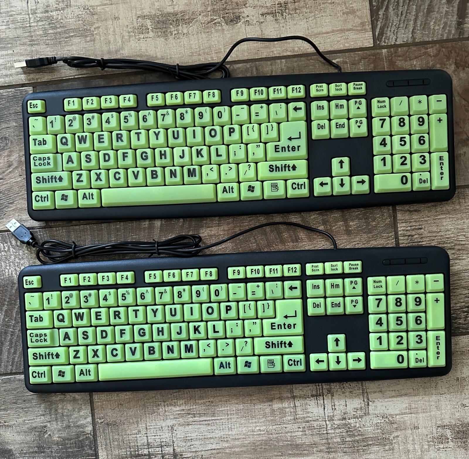 2 Pack Big Bright Easy See Keyboards Green Big Letters + 2 Mouse ...
