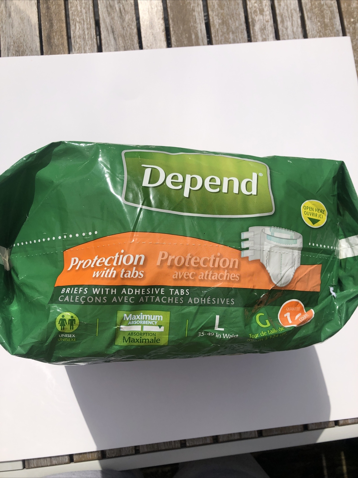 Depend Incontinence Brief w/Tabs Size L Unisex Maximum Protection 16ct ...