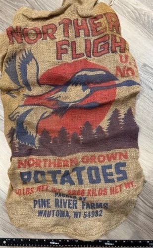 Northern Flight Vintage 50# Potato Sack Wautoma Wisconsin Burlap Bag ...