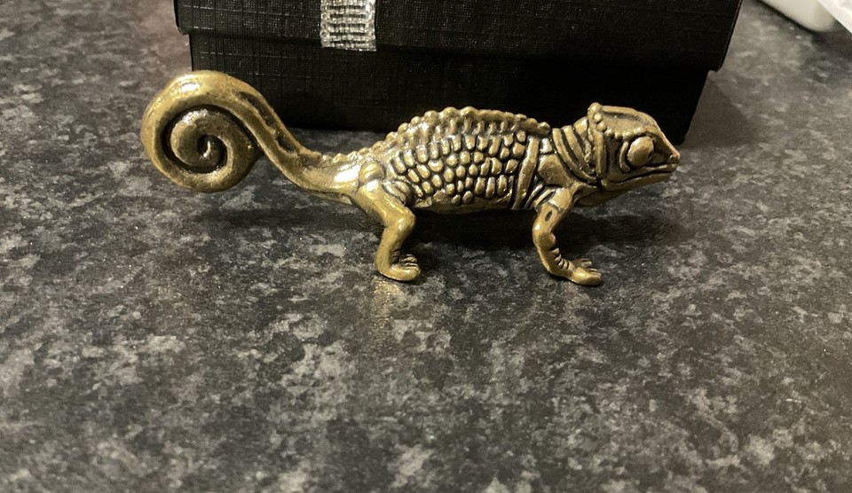 Lucky Miniature Brass/alloy Lizard, Chameleon Pouch Pets Ornaments ...