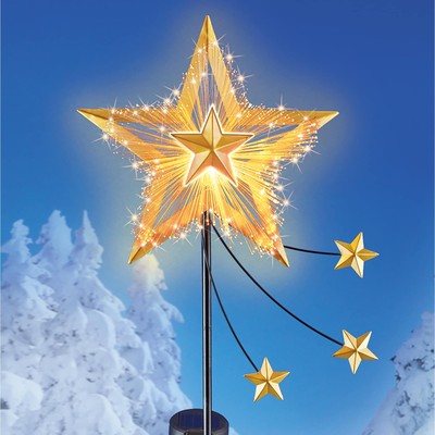 Lighted Golden Star Solar LED Powered Garden Stake | eBay