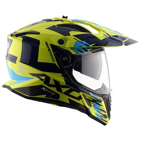 AXOR Adventure Helmet Motorcycle X-CROSS Yellow Blue MX Dual Sport ...