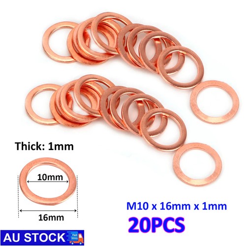 20X M10 Copper Washer Sump Plug Gasket Banjo Bolt Crush Oil Seal Flat ...