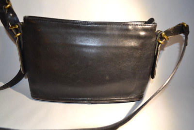 COACH D8C-9802 Black Leather Equestrian Slim Zip Crossbody Bag United ...