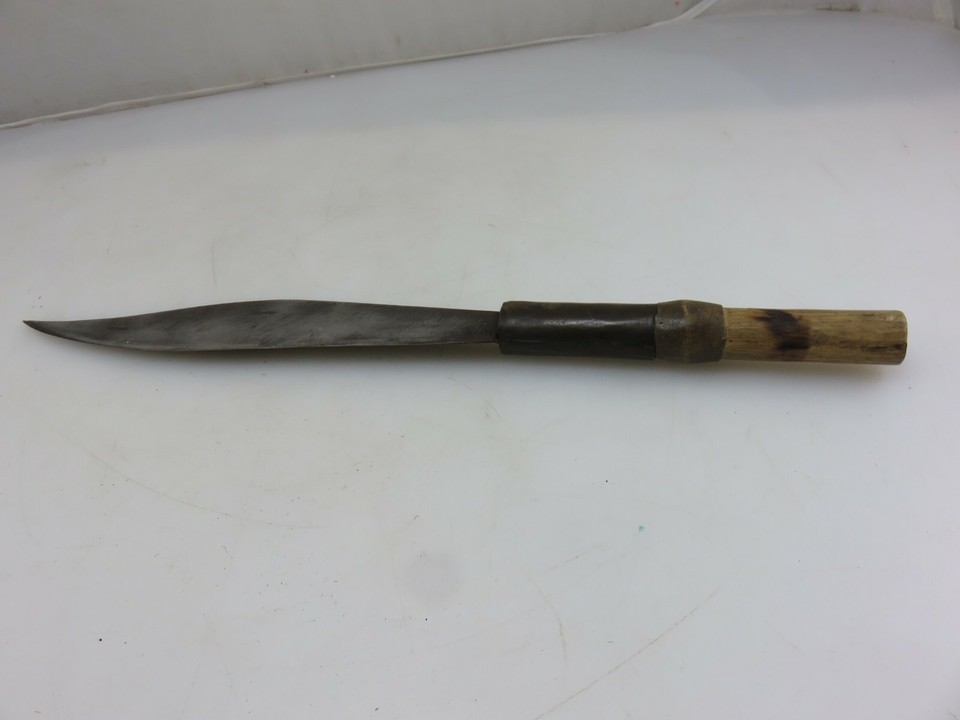 Asian Thai Enep Knife With Wood Handle And Sheath 8.5" Long Blade ...