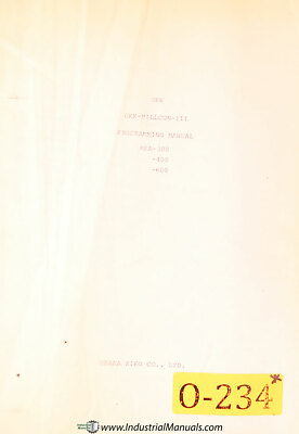 Osaka MHA-300, MHA-400 and MHA-600 OKK Millcon II Programming Manual | eBay