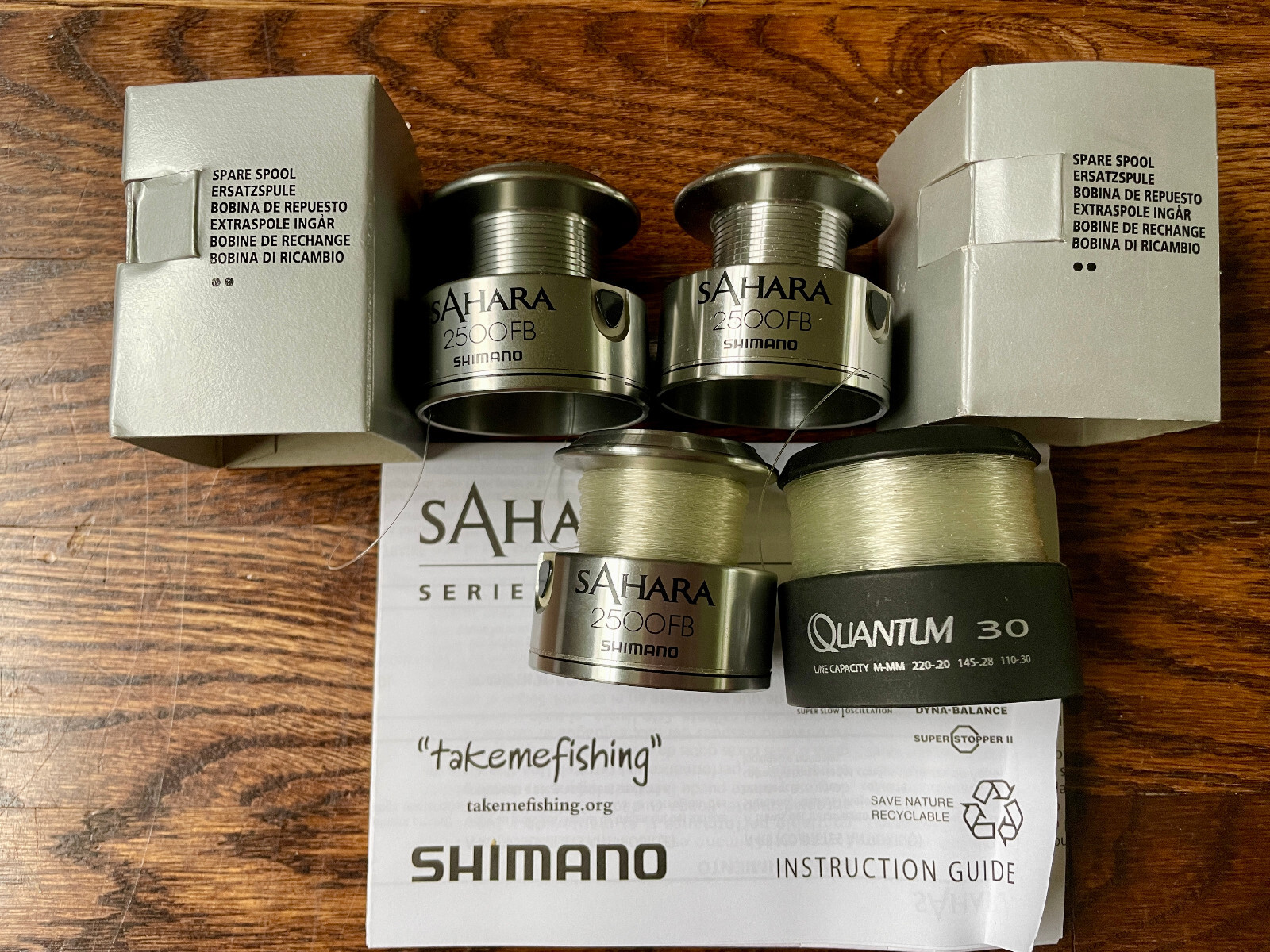 Lot 2 New Empty + 1 Partially-Filled Shimano Sahara 2500FB Spools + 1 ...