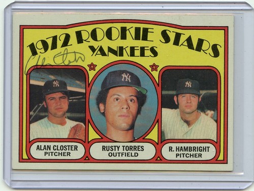1972 TOPPS BASEBALL #124 ALAN CLOSTER AUTOGRAPH, NEW YORK YANKEES ...