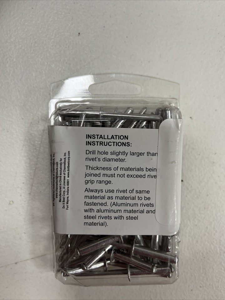 Rivets 3/16" x 5/8" Grip Aluminum. Channel Lock Brand Qty 50 | eBay