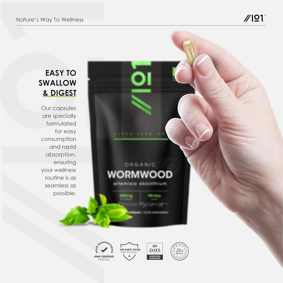 Parasite Cleanse De-Wormer Worming Pills Capsules WORMWOOD 500mg x 90 ...