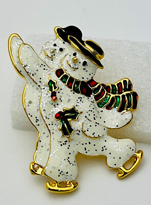 High Quality New Enamel Skating Snowman Christmas Pin/Brooch | eBay