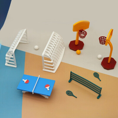 1SET 1:12 Scale Dollhouse Miniature Basketball Hoop Soccer Net Sports ...