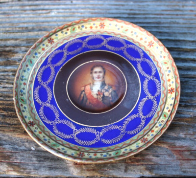 Antique Friedrich Simon Carlsbad FSC Porcelain Saucer Blue/Gold | eBay