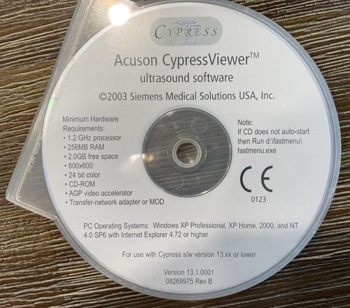 Siemens Acuson Cypress Ultrasound Viewer. Version 13.1 Software CD. | eBay