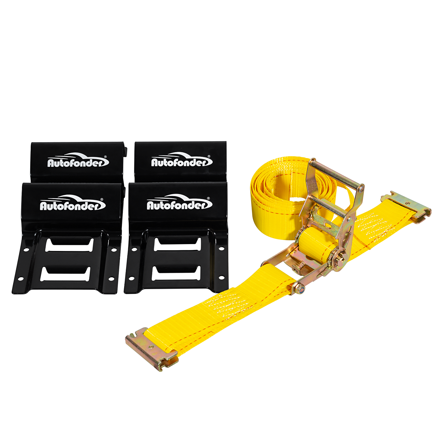 4PACK Wheel Chock Tie Down Kit Car Trailer ATV Ratchet Strap 50mm x 2 ...